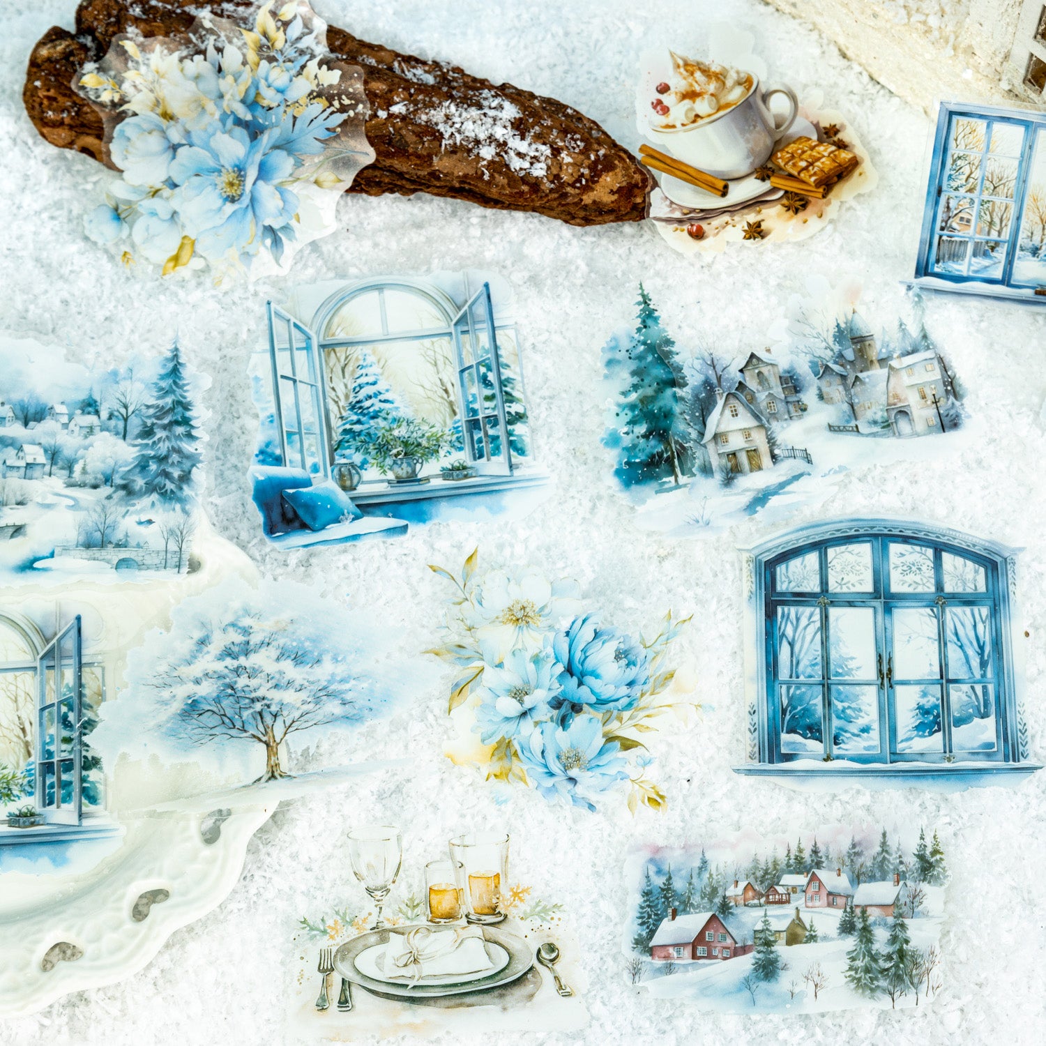 Large size winter Christmas scenery Stickers