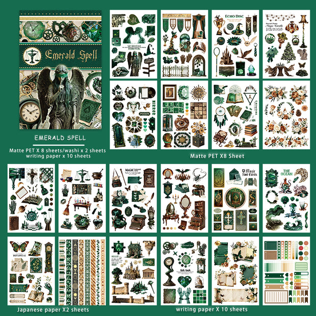 Vintage Sticker Book Vol.24 - Emerald Spell | MOOBOOM – mooboom