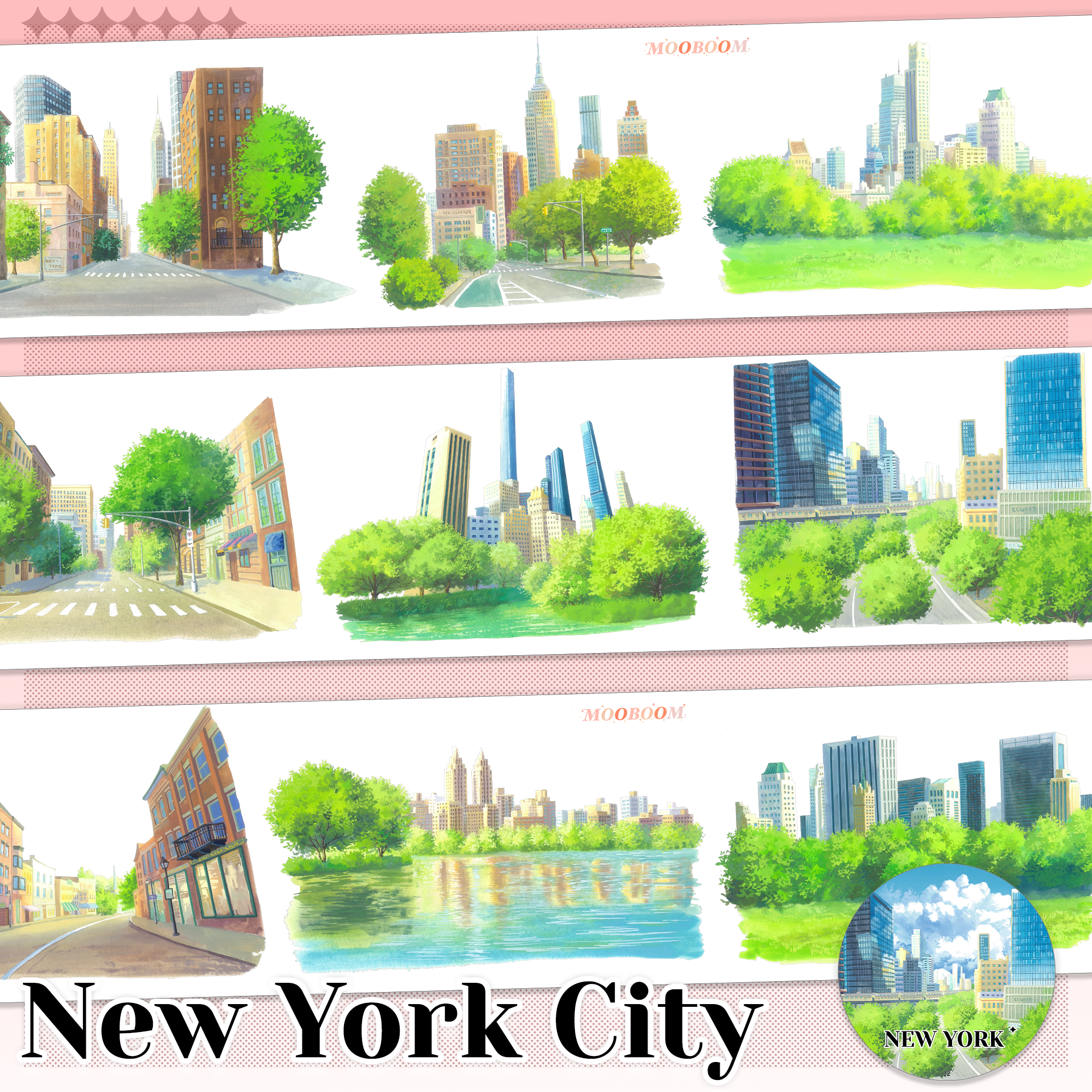 New York City Buildings PET Tape with Rainbow Light Foil for Journaling ...