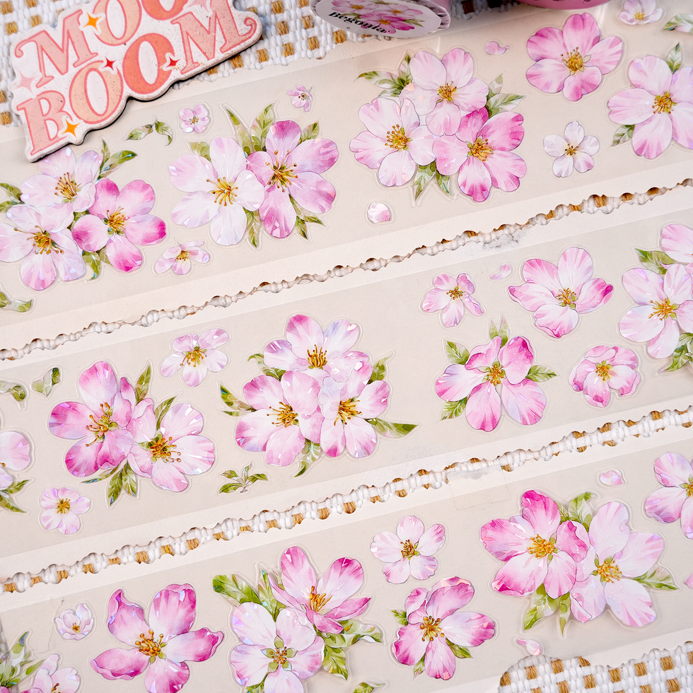 Begonia Vintage Floral PET Tape with Shell Light Foil for Journaling ...